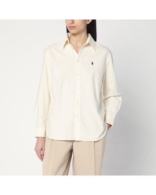 Polo Ralph Lauren Cream Colour Oversize-Fit Shirt in Natural | Lyst