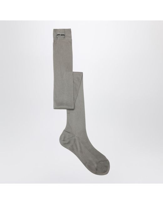 Miu Miu Silk-Blend Socks in Grey | Lyst UK