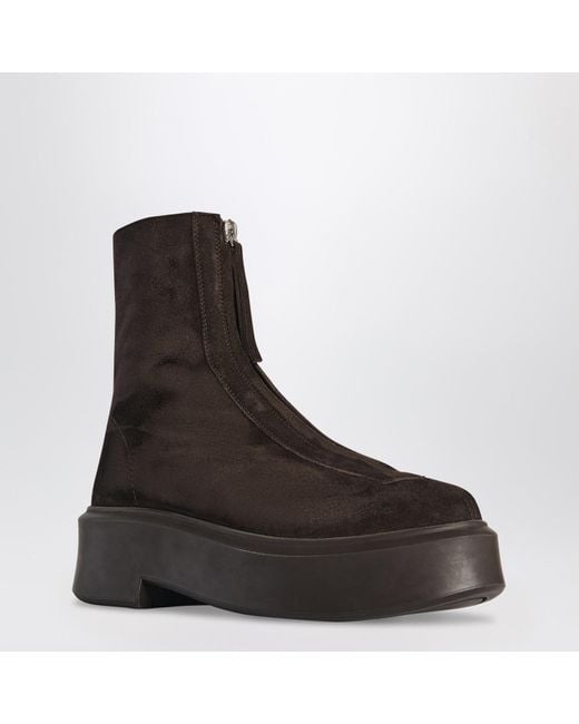 The Row Suede Zipped Boots in Brown | Lyst