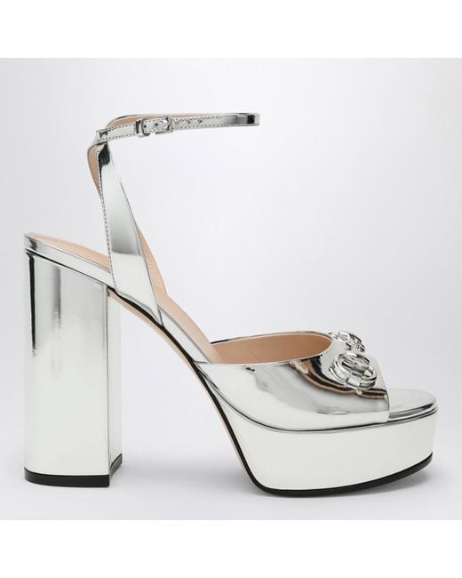 Gucci High Platform Lady Horsebit Sandal in Metallic | Lyst UK