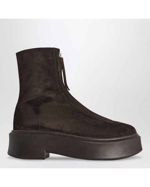 The Row Suede Zipped Boots in Brown | Lyst