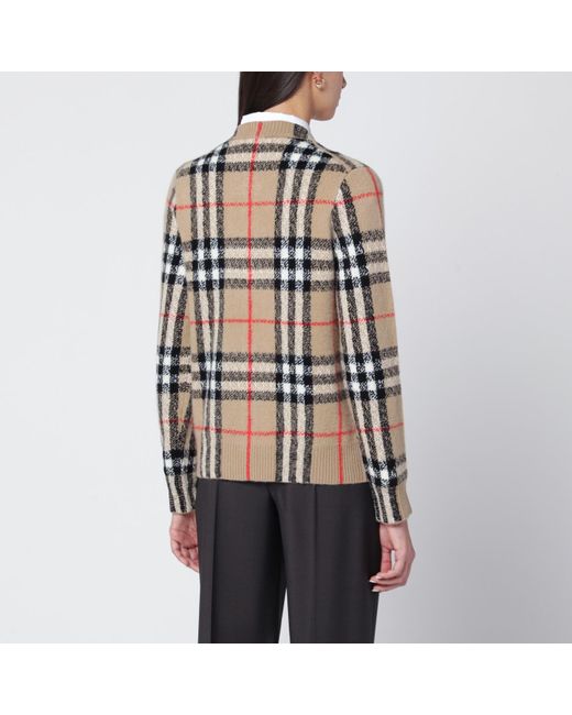 Burberry Check Cashmere And Wool Cardigan in Black | Lyst UK