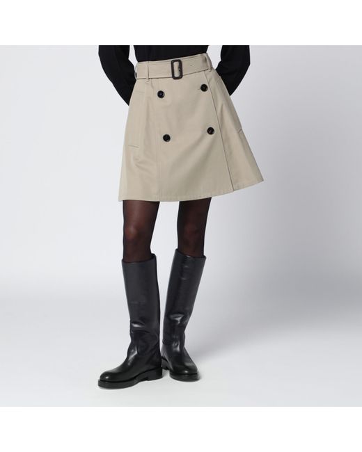Burberry Trench Mini Skirt In Gabardine in Natural | Lyst UK