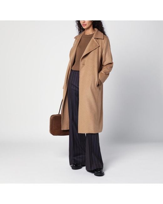 Max Mara Manuela Camel-coloured Dressing Gown Coat in Natural | Lyst UK