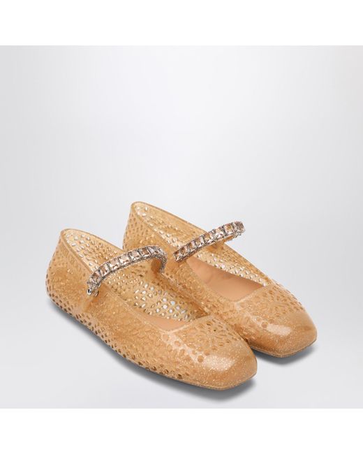 Jimmy Choo The Jelly Transparent Ballet Flats With Crystals in Natural ...