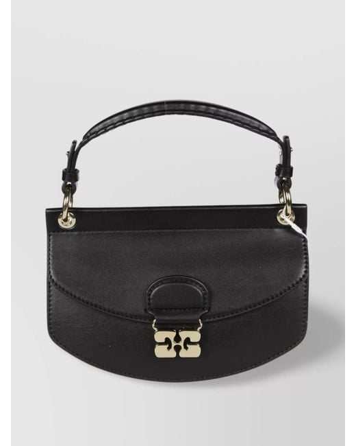 Ganni Mini Top Handle Structured Bag With Metal Hardware in Black | Lyst