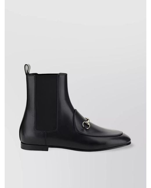 Gucci Leather Ankle Boots Elastic Bands in Black | Lyst