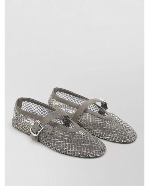 Alaïa Ballet Flats Mesh Metallic Pointed Toe Design in Grey | Lyst UK