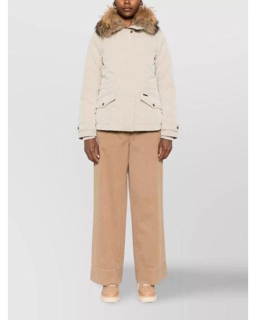 Woolrich Insulated Jackets Featuring Fur Trim in Natural | Lyst UK
