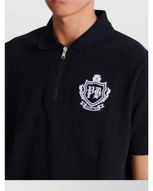 Balmain Short Sleeve Zip Collar Polo Shirt in Black for Men | Lyst UK