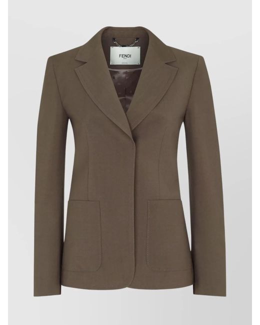 Fendi Lapels Wide Tailored Jacket in Green | Lyst