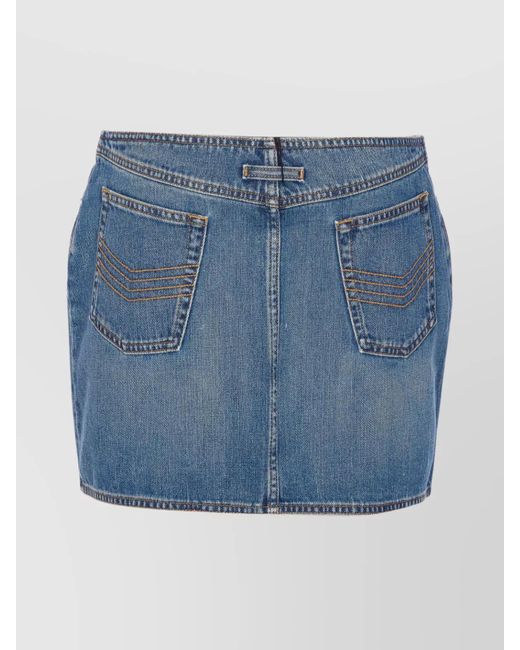 Jean Paul Gaultier Mini Denim Skirt With Pockets And Loops in Blue ...