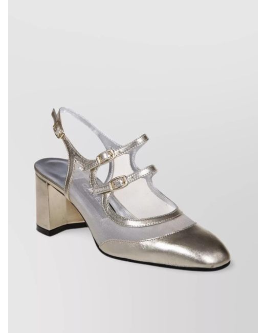 CAREL PARIS Nighttime Block Heel Pump With Mesh Panels in Metallic | Lyst