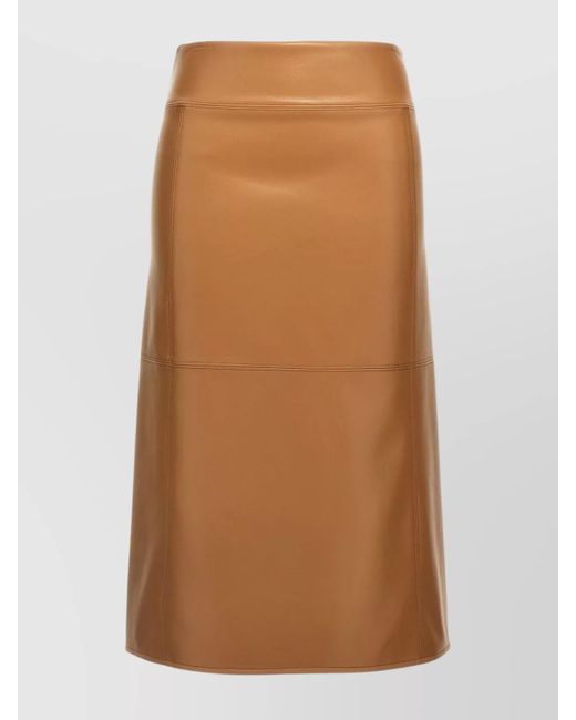 Max Mara "Empowerment" High-Waisted Midi Skirt With Back Slit in Brown ...