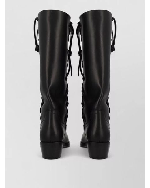 Paris Texas Knee Length Boots Block Heel Square Toe in Black | Lyst UK