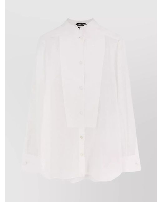 Tom Ford Textured Long Sleeve Cotton Shirt in White | Lyst UK