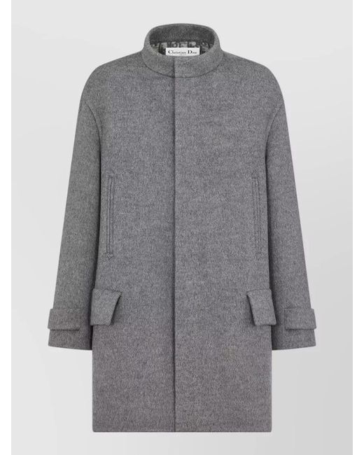 Dior High Collar Coat Buttoned Cuffs Scarf Detail in Grey | Lyst UK