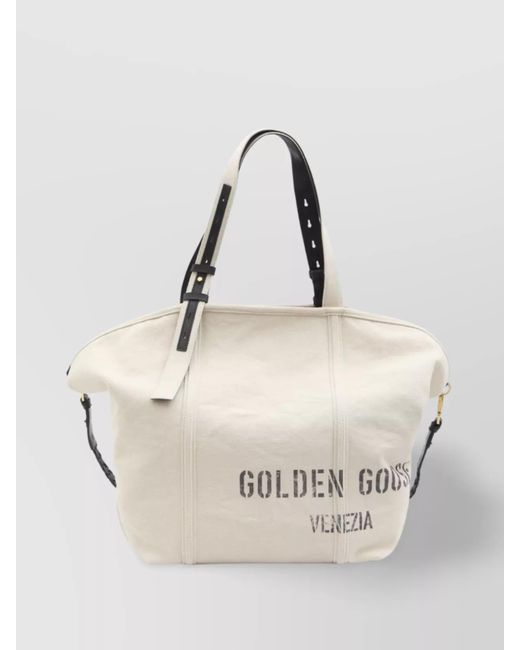 Golden Goose Canvas Tote Bag With Adjustable Handles in Natural | Lyst UK