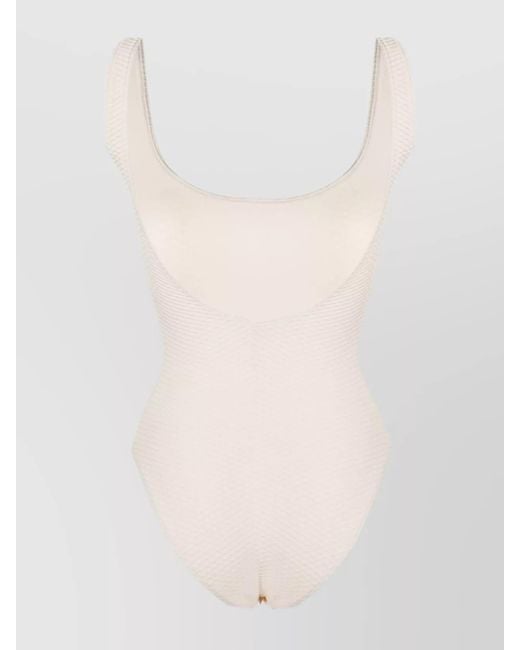 Anine Bing Jace Honeycomb Texture High Leg Swimsuit in White | Lyst UK