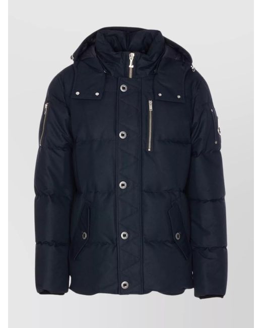 Moose Knuckles Quilted Hooded Jacket Removable Hood in Blue for Men ...