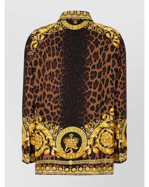 Versace Silk Shirt With Baroque Print And Accents in Metallic | Lyst UK