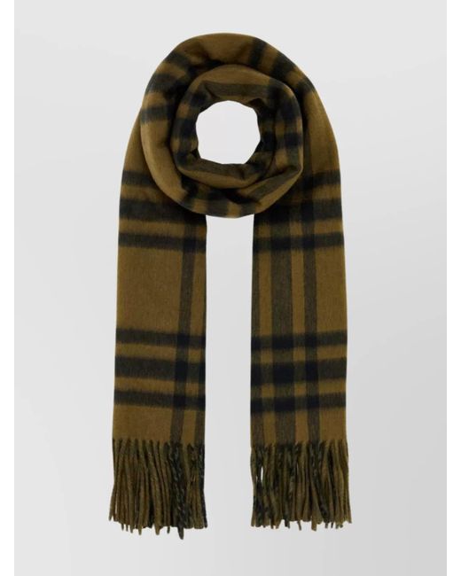 Burberry Reversible Cashmere Scarf With Embroidered Checked Pattern in ...