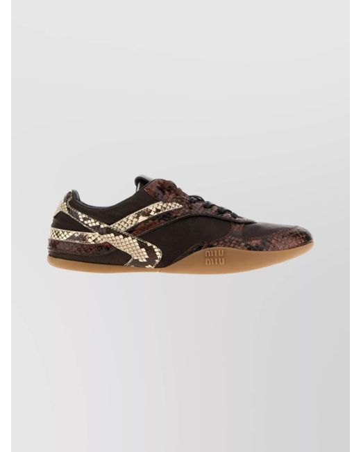 Miu Miu Fabric And Leather Sneakers With Snakeskin Pattern | Lyst UK
