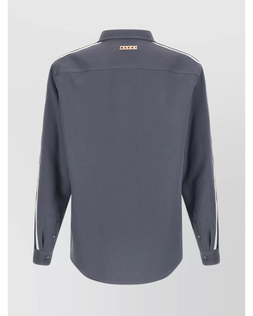 Marni Wool Shirt With Button-Down Collar And Pocket in Blue for Men ...