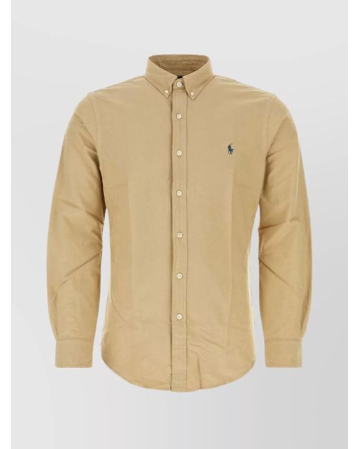 Polo Ralph Lauren Polo Pony Oxford Shirt With Back Yoke And Curved Hem in Natural for Men | Lyst