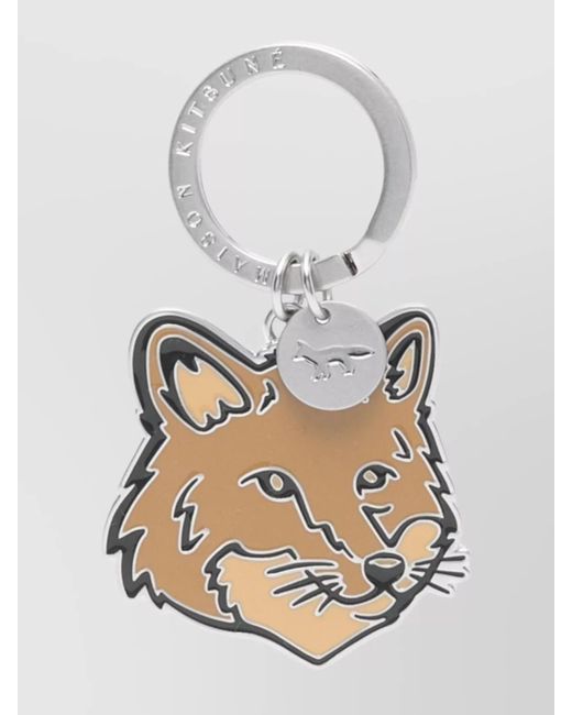 Maison Kitsuné Fox Head Keyring Enamel Detail in White | Lyst