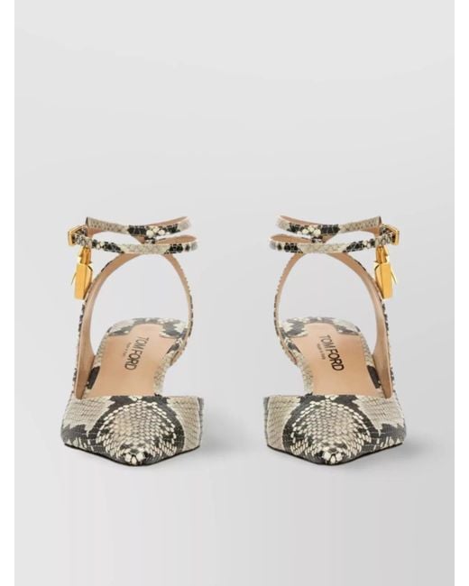 Tom Ford Python Slingback Sandals Hardware in Metallic | Lyst