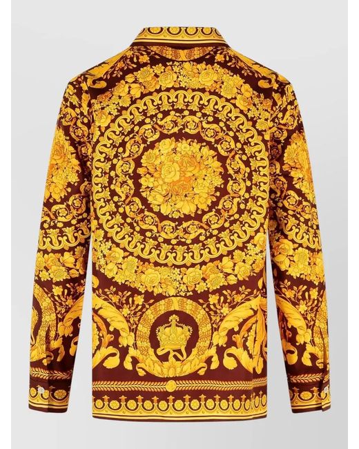 Versace Barocco Silk Shirt Pattern in Yellow | Lyst UK