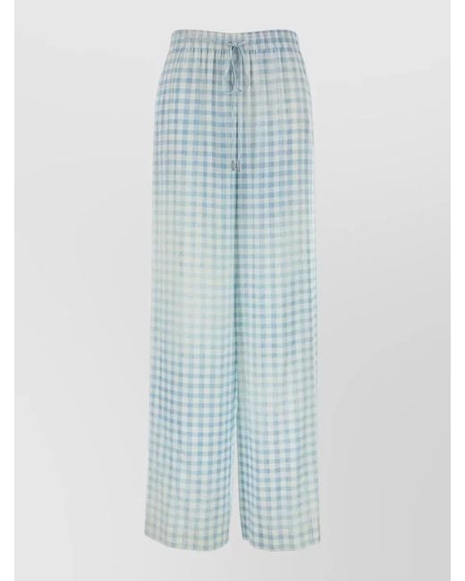 Ermanno Scervino Silk Pyjama Trousers Wide Leg Checked in Blue | Lyst UK