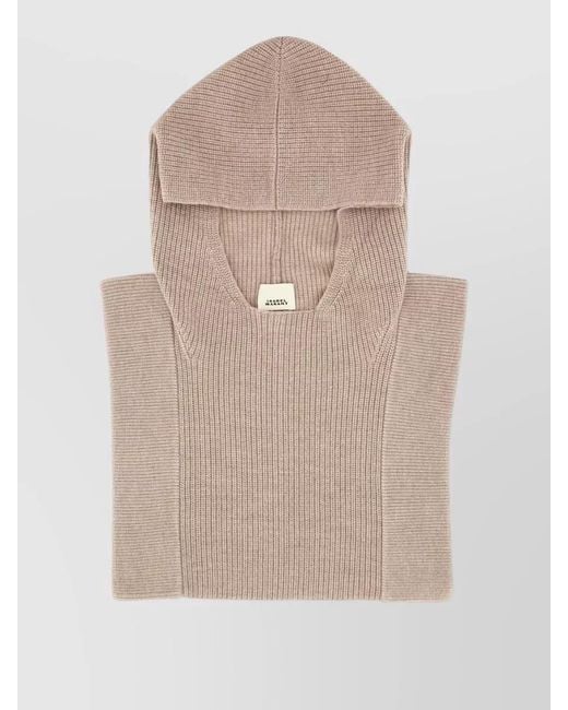 Isabel Marant Ginny Hooded Scarf Ribbed Texture in Natural | Lyst UK