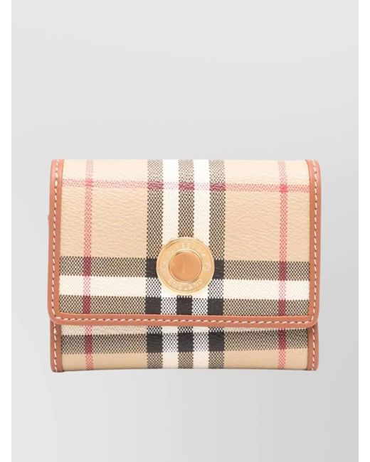 Burberry Small Vintage Check Wallet With Leather Trim in Natural | Lyst