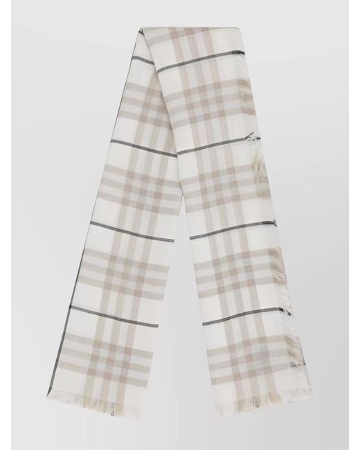 Burberry Cashmere Scarf With Iconic Check Pattern in White | Lyst UK