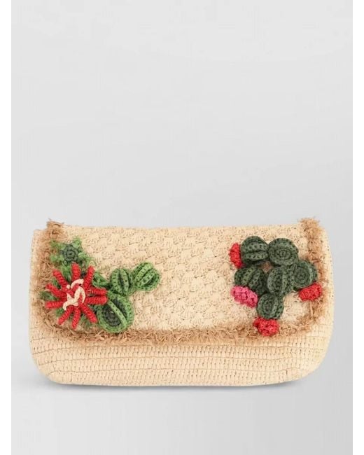 Anya Hindmarch Rectangular Clutch Woven Texture Floral Fringe | Lyst UK