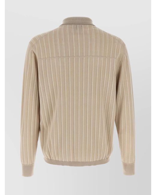 Brioni Knit Shirt With Chest Pocket And Ribbed Finish in Natural for ...