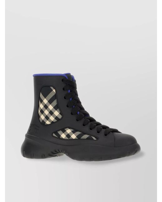 Burberry High-Top Checkered Rubber Boots in Black for Men | Lyst