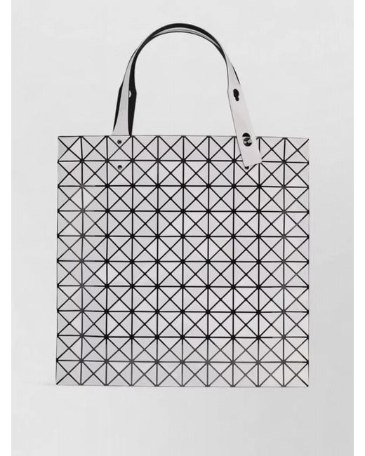 Issey Miyake Geometric Pattern Tote Bag Top Handles in White | Lyst UK