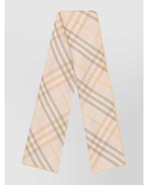 Burberry Rectangular Silk Scarf With Iconic Check Pattern in Natural | Lyst