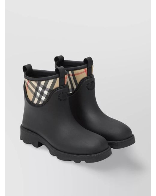 Burberry Check Pattern Rubber Ankle Boots With Pull Tabs in Black for ...