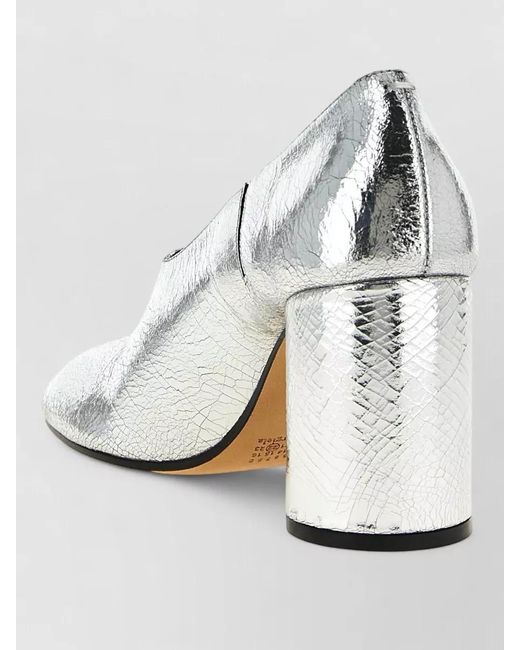 Maison Margiela Tabi Pumps Block Heel Metallic Texture in White | Lyst UK