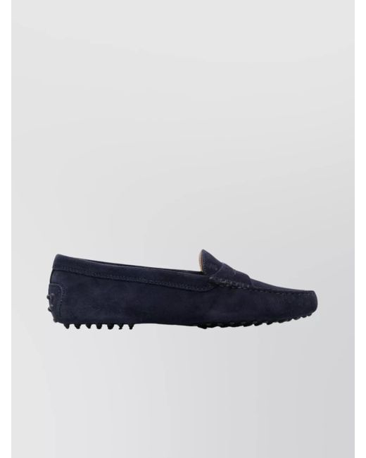 Tod's Leather Driving Shoes With Rubber Pebble Detailing in Blue | Lyst