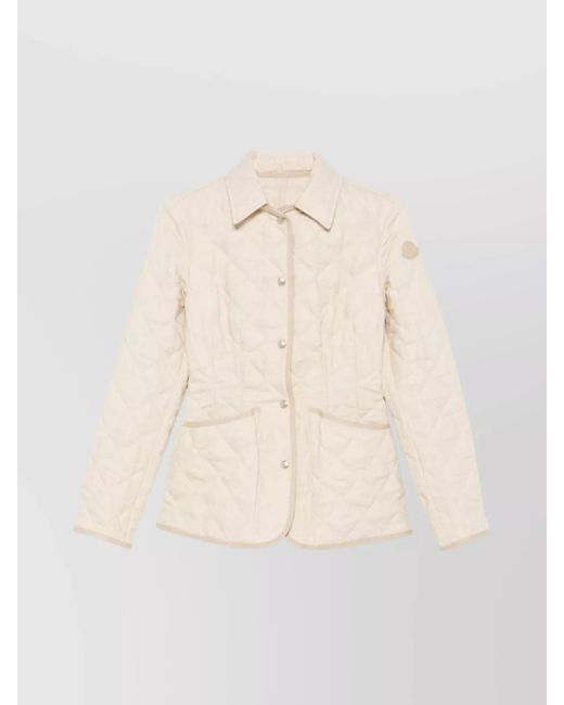 Moncler Quilted Jacket With Collared Neck And Pockets in Natural | Lyst UK