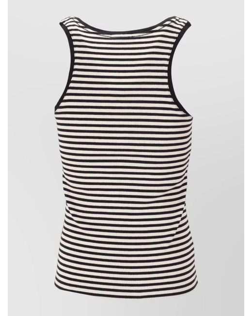 Anine Bing Alessia Tank Top Stripe Button Detail in Black | Lyst UK