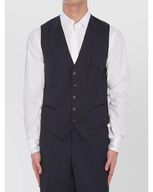 Tagliatore Wool Vest With V-Neck And Tailored Fit in Blue for Men | Lyst UK