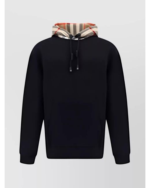 Burberry Iconic Check Pattern Hooded Cotton Top in Blue for Men | Lyst UK