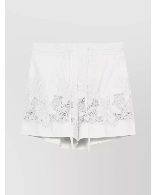 P.A.R.O.S.H. Floral Lace Panel Shorts Embroidery in White | Lyst UK