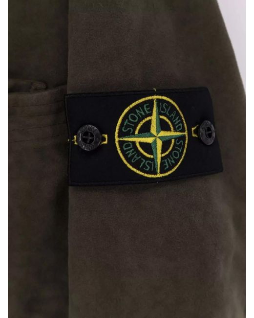 Stone Island Iconic Logo Patch Cotton Shirt Jacket for Men | Lyst UK